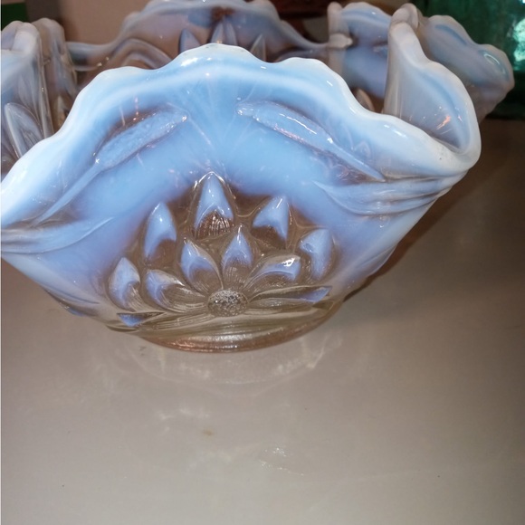Fenton | Dining | Antique Fenton Water Lily Cattails Pond Clear And ...